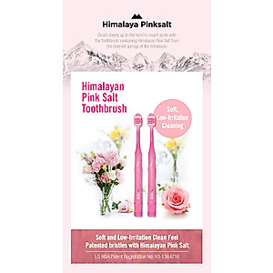 Perioe Himalayan Pink Salt Toothbrush, Small (1 Count) | Compact Head, Soft Bristle Manual Toothbrush Infused with Himalayan Pink Salt for Deep Cleaning Tartar Plaque, Sensitive Gums & Teeth Oral Care