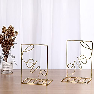 Bookends Gold , Decorative Metal Book Ends Supports for Shelves (1 Pair) (Gold)