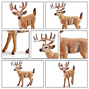 8PCS Deer Toys Forest Animals Figures Toys Woodland Animal Figurines Set Anteater Figurine Beaver Figure Squirrel Monkey Rabbit Fox Deer Model Christmas Party Deco Cake Topper
