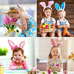 QUCHENG Kids Easter Temporary Tattoos Egg Rabbit Body StickersCartoon Tattoos Waterproof Partywind Bunny Party Accessories Girls Boys 10 sheets (Type A)