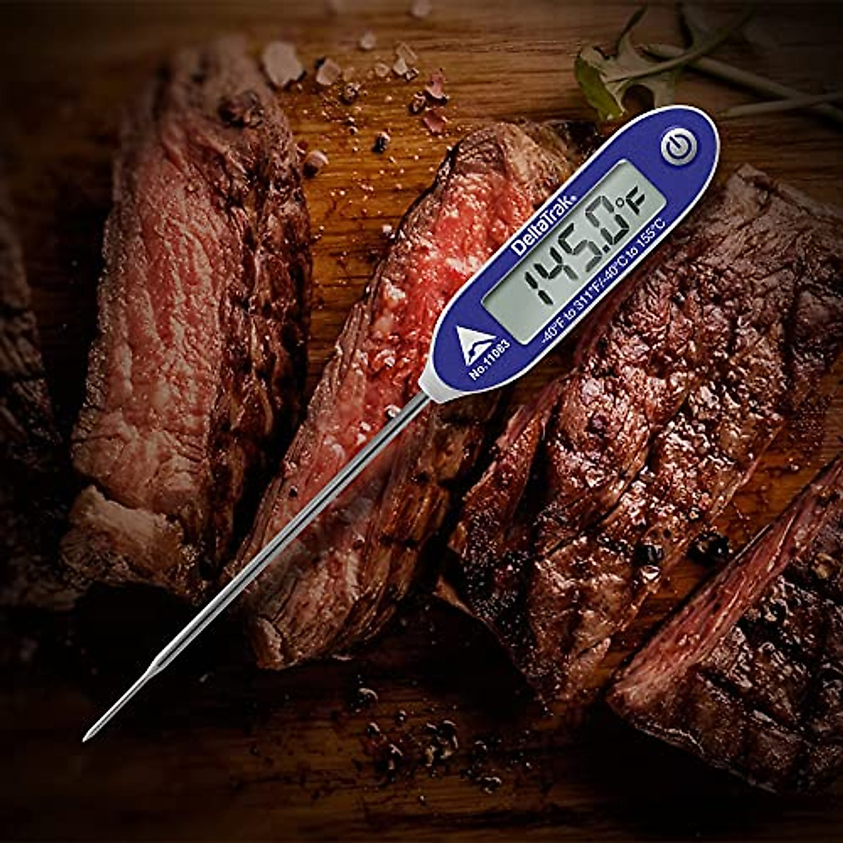 DeltaTrakessentials 11063 FlashCheck Jumbo Display Auto-Cal Needle Probe Thermometer