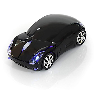 1600DPI Portable Mouse, 10M 2.4G Bluetooth Optical with Receiver Storage, 3 Buttons Car Shaped for/ME/Windows PC/Tablet Gaming Office(Black)