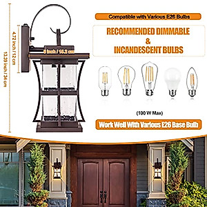 2-Pack Dusk to Dawn Outdoor Lighting - Oil Rubbed Bronze Exterior Porch Light Fixtures Wall Mount, 100% Anti-Rust Brown Outside Wall Sconce, Waterproof Dusk to Dawn Wall Lights for House Garage