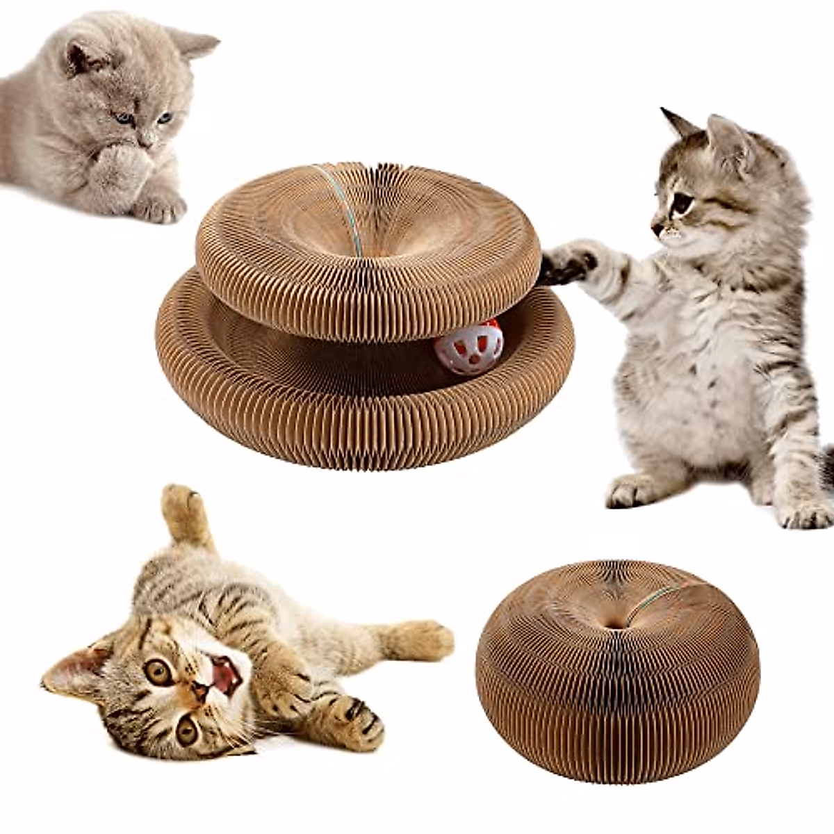PetHse Magic Organ Cat Scratching Board, Interactive Scratch Pad Cat Toy with Toy Bell Ball