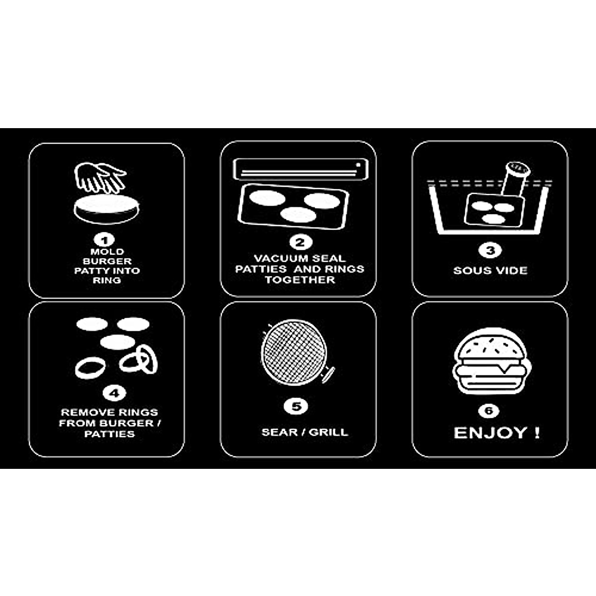 Sous Vide Perfect Hamburger/Burger Immersion Cooking Rings, SET of 6 (1/3 LB. Rings)