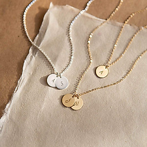 Endless Story 9mm Personalized Dainty Disk Necklace,Custom Initial Necklace,Mothers Necklace, Jewelry Gift for Her (Sterling Silver)
