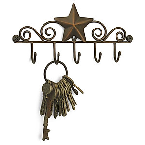 Western Texas Star Key Rack - Wall Mounted - Aged Copper Finish