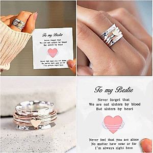 INENIMARTJ Self Love Spinner Heart Ring To My Bestie Wide Band Heart Fidget Ring Silver Meditation Anxiety Relief Ring for Women,Handcrafted Inspiration Ring Jewelry for Daughter/Yourself/Friend (9)