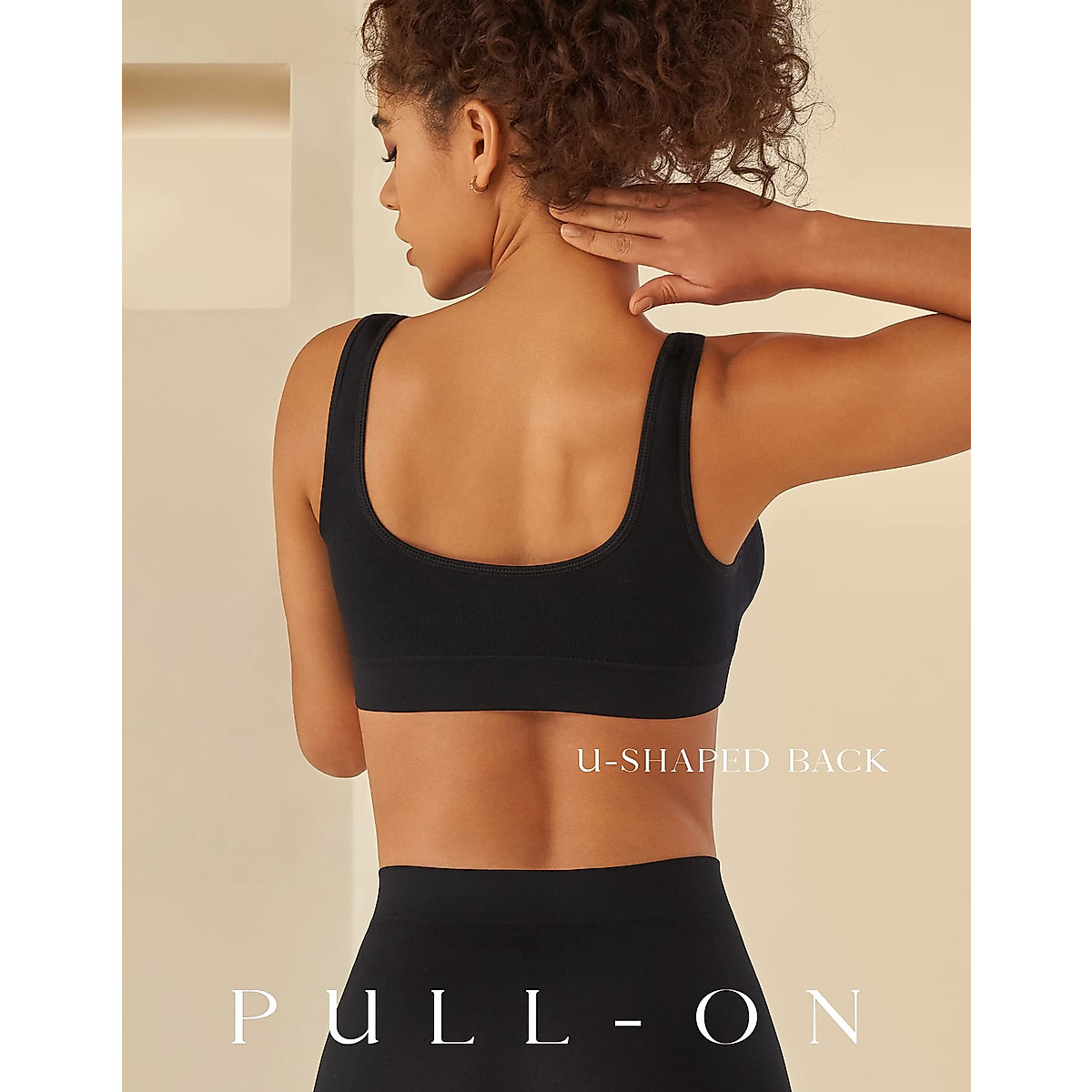 Womens Sports Bras, Yoga Comfort Seamless Stretchy Sports Bra for Women 3 Pack Black