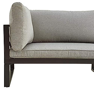 LOKATSE HOME 3-Piece Patio Furniture Outdoor Conversation Set Sectional Corner Sofa Metal Steel Couch Armrest Chair and Side Coffee Table, Grey