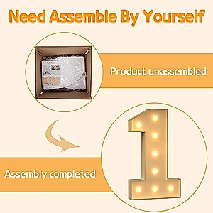 imprsv 3FT Marquee Light Up Numbers, Mosaic Numbers for Balloons, Number 1 Balloon Frame, Marquee Light Up Letters,1st Birthday Decorations, First Birthday Party Decor, Anniversary Decorations