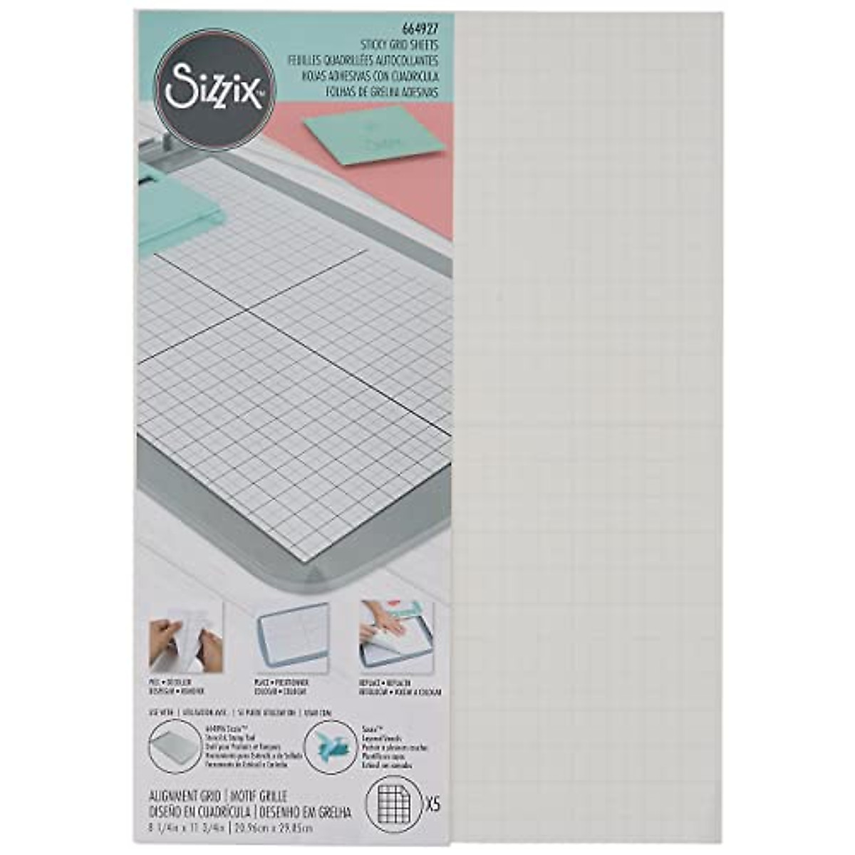 Sizzix Sizzx Accessory Sticky Grid Sheets 8 1/4" x 11 5/8" 5PK | 664927 | Chapter 3 2022, Multicolor