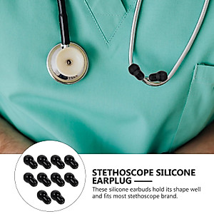 Black Stethoscope Ear Tips Stethoscope Replacement Earpiece Soft Stethoscope Ear End Stethoscope Earbuds for Hospital Clinic Doctor 10pcs