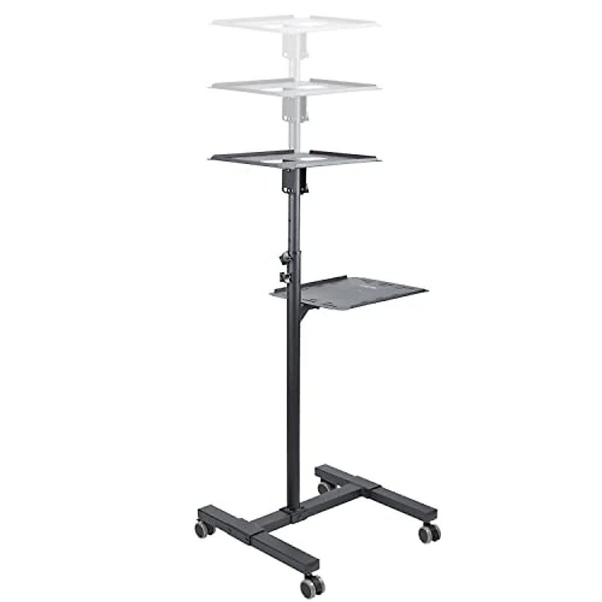 StarTech.com Mobile Projector and Laptop Stand/Cart - Heavy Duty Portable Projector Stand (2 Shelves, hold 22lb/10kg each) - Height Adjustable Rolling Presentation Cart w/Lockable Wheels (ADJPROJCART)