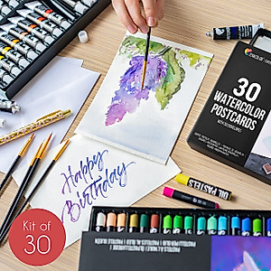 Blank Watercolor Cards with Envelopes NOT FOLDED - 30 Pack : 30 Postcards and 30 Envelopes 5x7" - Watercolor Postcards 300GSM - DIY Thank You Card, Greetings Cards, Christmas, Invitations, Birthday