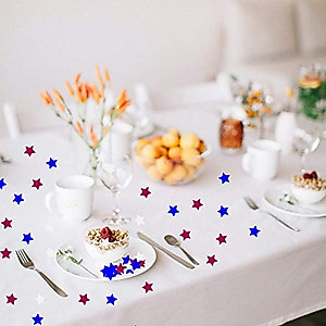 Star Confetti Glitter Stars-Table Confetti Metallic Foil Star Sequins for Wedding Birthday Festival Party Decoration Silver Red Blue 30G 12MM (Red Silver Blue Star)