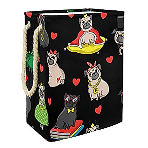 Inhomer Dog Princess Pattern Large Laundry Hamper Waterproof Collapsible Clothes Hamper Basket for Clothing Toy Organizer, Home Decor for Bedroom Bathroom