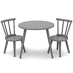 Delta Children Homestead Kids Table & 2 Chairs Set - Ideal for Arts & Crafts, Greenguard Gold Certified, Grey