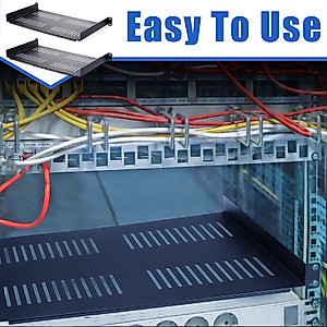 2 Pieces Rack Shelf Vented Rack Mount Shelf Universal Heavy Duty Server Rack Shelf for 19 Inch Network Equipment Rack and Cabinet 10 Inch Deep (1U,19 x 10 x 1.7 Inch)