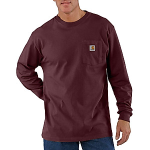Carhartt Men's Loose Fit Heavyweight Long-Sleeve Pocket T-Shirt, Port, REG-XL