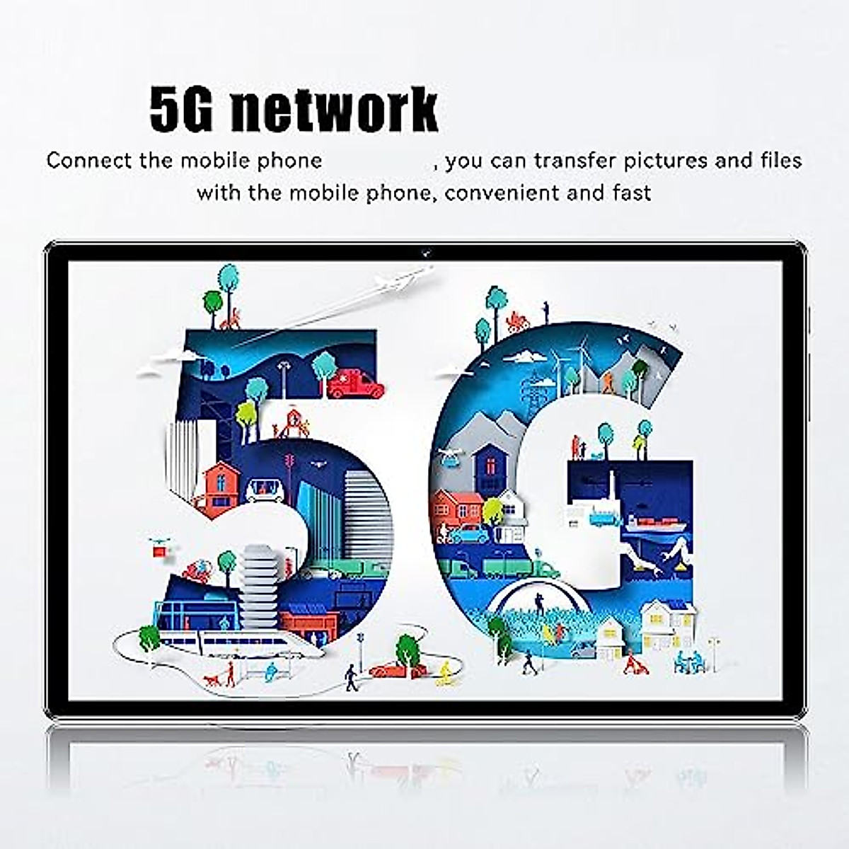 jerss HD Tablet Octa Core CPU Gaming Tablet 3 Card Slots 10.1 Inch FHD for Travel (US Plug)