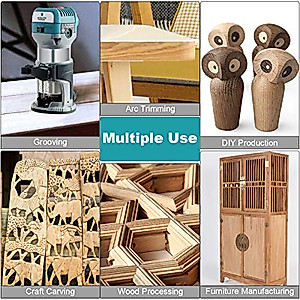 Goplus Wood Router with Fixed Base, 6.5-Amp 1.25 HP Compact Router with 1/4" & 3/8" Collets, Variable Speed Palm Router for Woodworking and Furniture Manufacturing