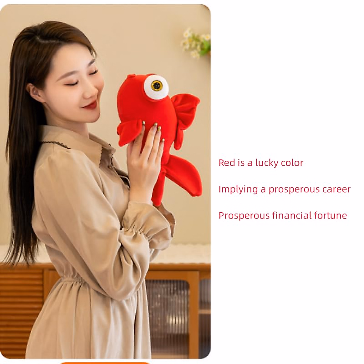 XIZHI Goldfish Plush Doll Soft Fish Stuffed Animal Plush Toy for Girls Boys (13.8"/Red)