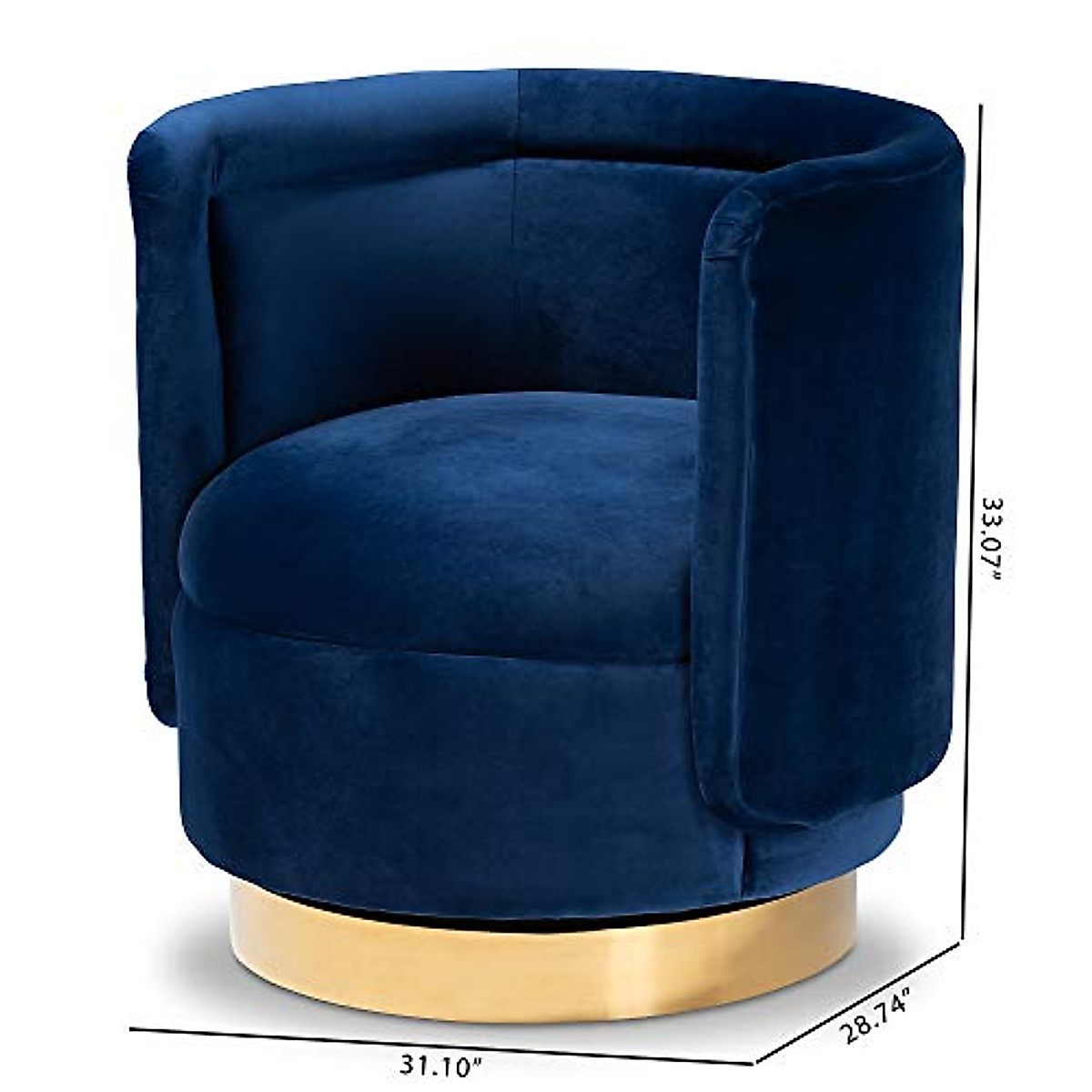 Baxton Studio Chairs, Royal Blue/Gold