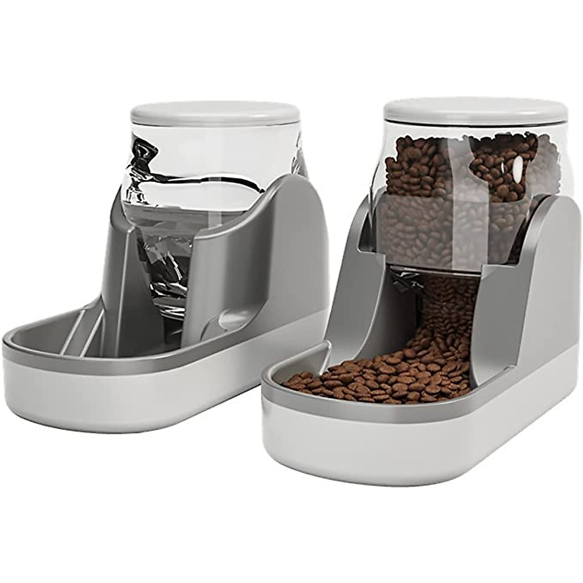 Self-Dispensing Pet Feeder and Water Dispenser - Premium Quality Durable Automatic Self-Dispensing Gravity 1 Gallon Pet Feeder and 3.8 Liters Pet Waterer ( Size : Water Feeder Gray )