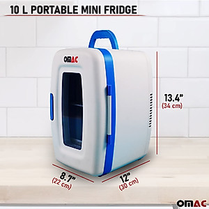OMAC Mini Fridge for Cosmetics Camping Home Office and Car, Portable, 12V, AC/DC Power, 10 Liter, White