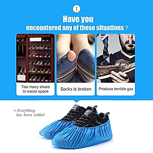 TOUGS 100-Pieces Disposable Boot & Shoe Covers, Durable Anti Slip Cleaning Overshoes for Home Office, One Size Fits Most