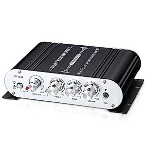 IXUFO 12V Mini Amplifier with 2.1 Channel Bass Subwoofer Output, 300 Watt Home Audio Music Stereo Hi-Fi Power Amp for PC TV Phone Car Vehicle B