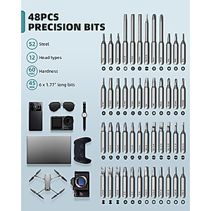 Mini Electric Screwdriver 48-in-1 Magnetic Bits, DOINOW Precision Electric Screwdriver LED Light, Electric Screwdriver kit for PC Building Phone Watch Laptop