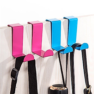 Baost 2 Pcs Stainless Steel Over The Door Hooks Z Shaped Hanging Hooks Bathroom Door Cabinet Back Hanger Hook Kitchen Space Saving Storage Organizer Rack for Towel, Hat, Coat Yellow