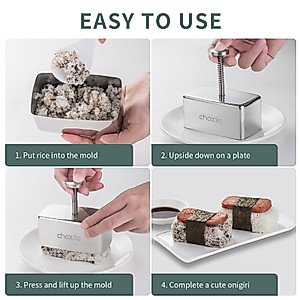 Choxila Musubi Mold Stainless Steel, Non Stick Spam Musubi Mold Musubi Maker Press Kit Onigiri Mold for Kids Bento Picnic Sushi DIY