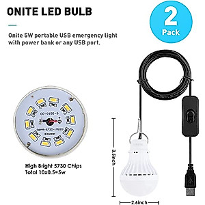 Onite USB Light, USB LED Camping Lantern with USB Splitter Y-Cable, 8ft Extra Length Cord Tent Light, Optimal Companion for Portable Power Station Solar Panel Charger Power Bank, WarmWhite