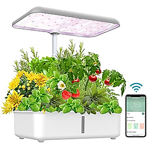 Hydroponics Growing System Indoor Garden, Indoor Gardening System with 14 Pods, WiFi Indoor Herb Garden, Indoor Herb Garden Kit with Grow Light, Auto Pump, 5L Water Tank, Adjustable Height Up to 20.6"