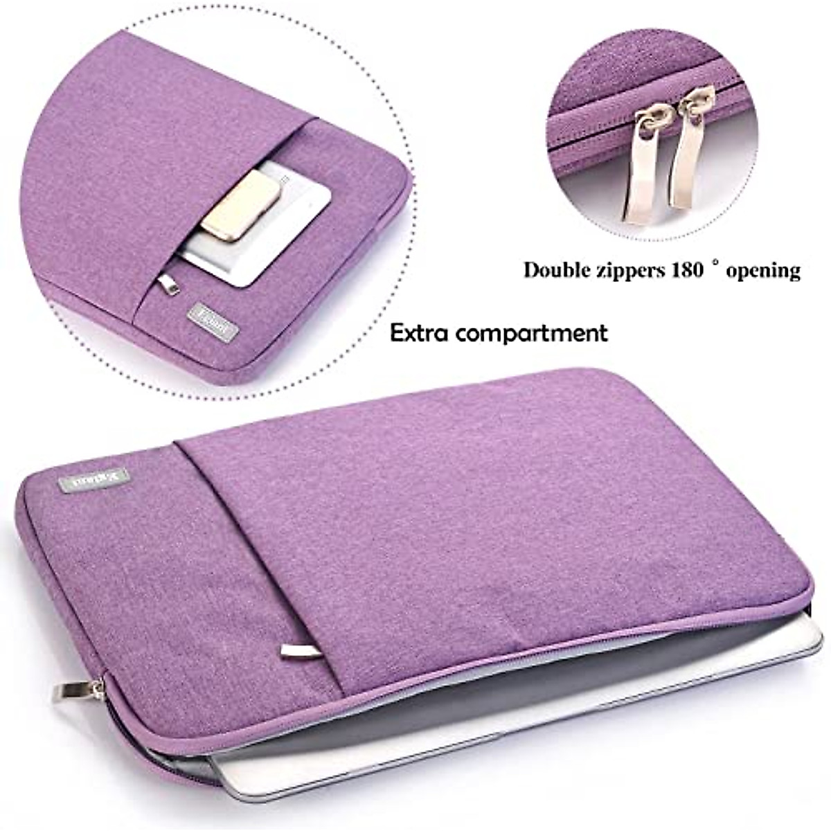 Egiant Laptop Sleeve 14-Inch,Water-Resistant Protective Fabric Case Compatible for HP Lenovo Acer Asus Dell 1 Chromebook Notebook, 14 Inch Computer Carrying Case with Accessory Pocket,Purple