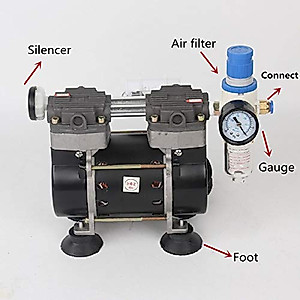 2- Stage 50L/m Oil Free Lab Vacuum Pump Oilless Medical Mute Pump HZW-165 (110V)