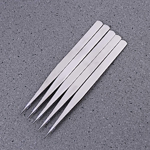 Artibetter 10PC Pointed Stainless Steel Tip Straight Tweezers,Fine Angled Removal for Profissional Grafting Eyelash Extension False Eyelash Nail Art Electionics Medical