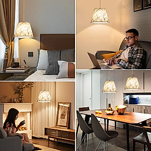 Dexnump Plug in Pendant Light, Hanging Light with Plug in Cord Dimmable Switch, Hanging Lamp with 15 ft Hemp Rope Cord, Pendant Light Fixture for Bedroom Kitchen Island Living Room (Bulb Included)