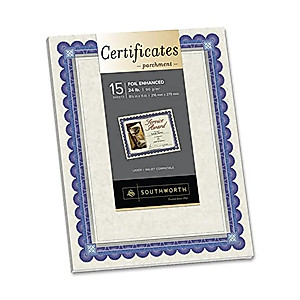 Southworth® Foil Enhanced Preprinted Certificate Refills, 8 1/2" x 11", Ivory/Silver/Blue, Pack Of 15