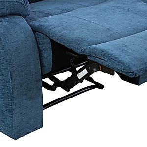 SIENWIEY Blue Linen Fabric Reclining Sofa for Living Room Furniture, Double Recliner Loveseat 2 Seats Couch with Storage Console/Two Cup Holders/Linen Fabric