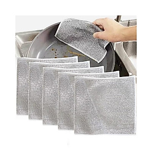 WEERSHUN Multifunctional Non-Scratch Wire Dishcloth,2025 New Steel Wire Dish Towel for Wet and Dry Wire Dishcloth for Dishes Sinks Counters Tops of Stoves(5pcs)