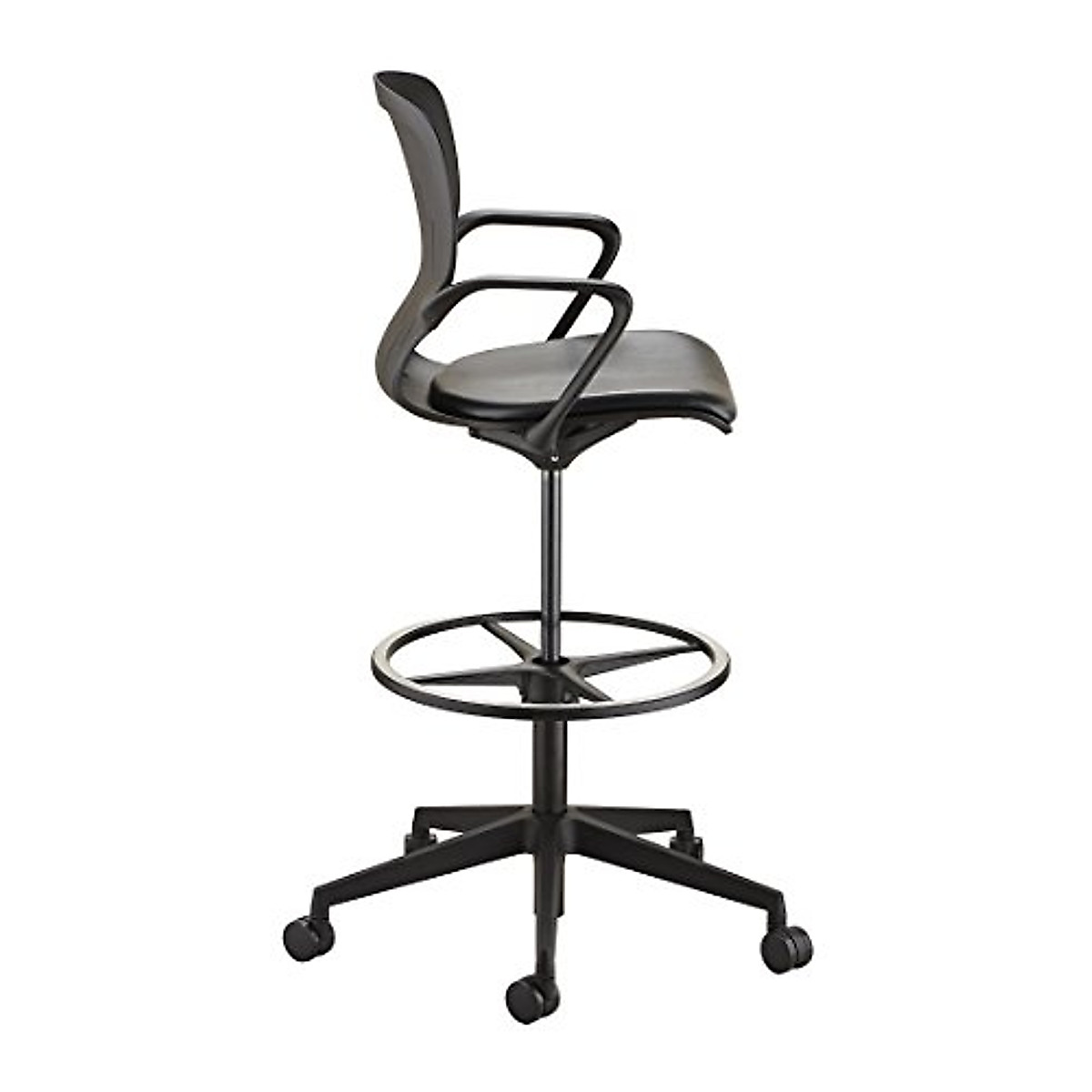 Safco Products Shell Extended Height Swivel Office Desk Computer Ergonomic Chair, Pneumatic Height Adjustable, Black (7014BL)