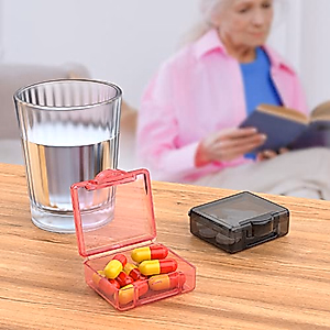 TecQach Small Pill Box 4 pcs,Cute Travel Pill Organizer Case Mini Tiny Clear Plastic Storage Containers Portable for Pocket Purse