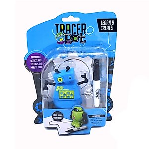 MUKIKIM TracerBot - Blue – Mini Inductive Robot That Follows The Black Line You Draw. Fun, Educational, and Interactive STEM Toy with Limitless Ways to Play! Promotes Logic and Creativity Training