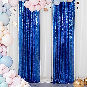 Sequin Curtains 2 Panels Royal Blue 2FTx8FT Sequin Photo Backdrop Sequin Backdrop Curtain Pack of 2-1011E