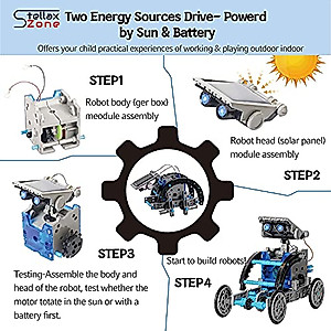 STELLAX ZONE 12 in 1 Solar Robot Kit, Building Robots for Kids 8-12 Year Olds Boys Girls Gifts, 190 Pcs STEM Education Science Toys Robotics Kits