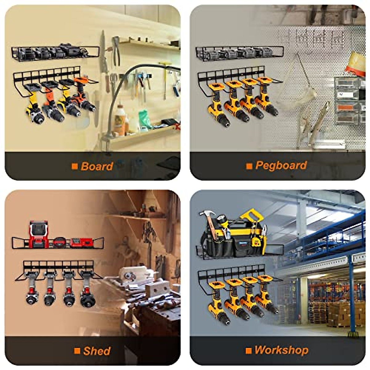 KENNEDICH Power Tool Organizer, Heavy Duty Tool Storage Holder, Wall Mounted Tool Kit Organizer Shelf for Cordless Drills, Handheld Power Tools Utility Racks for Men Dad